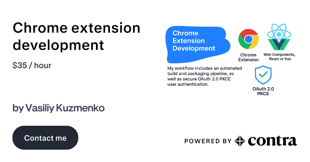 Chrome extension development by Vasiliy Kuzmenko