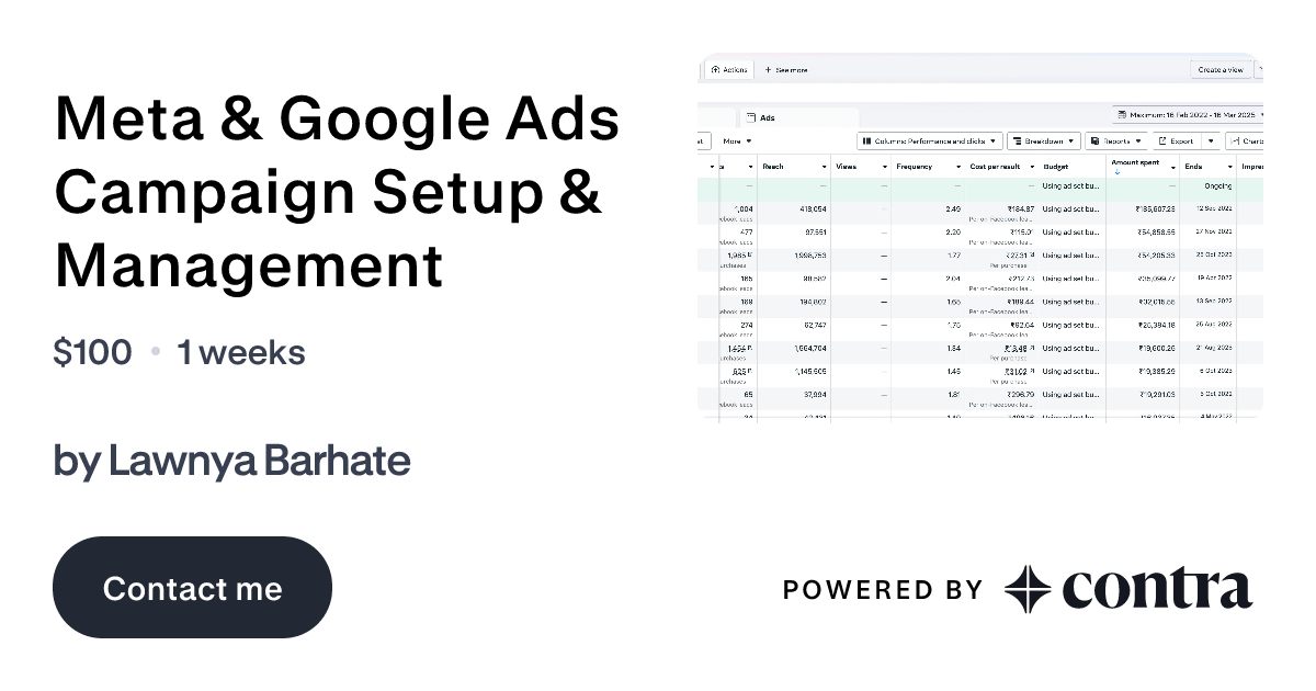 Meta & Google Ads Campaign Setup & Management by Lawnya Barhate