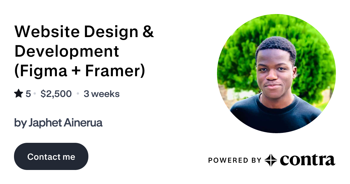 Website Design & Development (Figma + Framer) by Japhet Ainerua