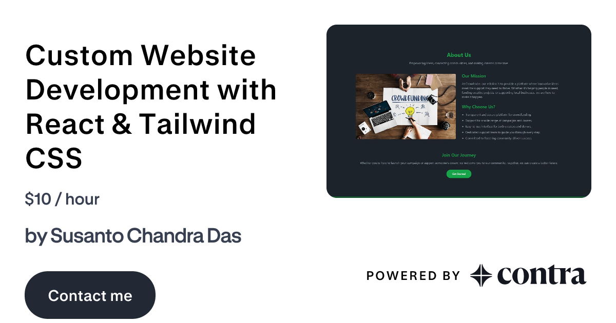 Custom Website Development with React & Tailwind CSS by Susanto Chandra Das
