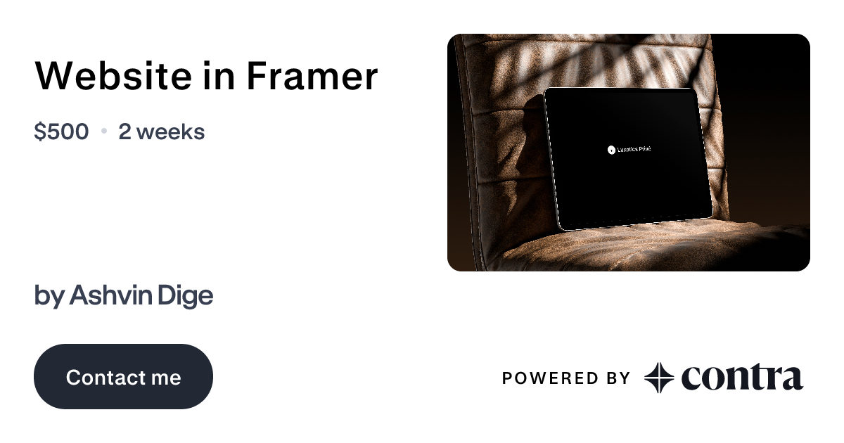 Website in Framer by Ashvin Dige