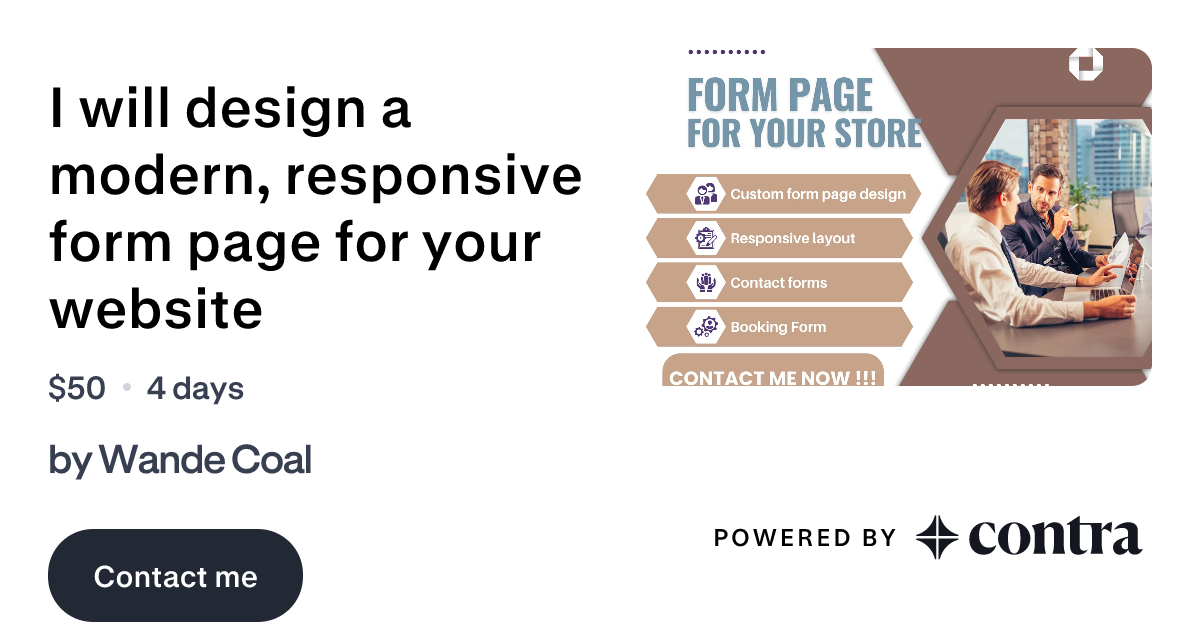 I will design a modern, responsive form page for your website by Wande Coal
