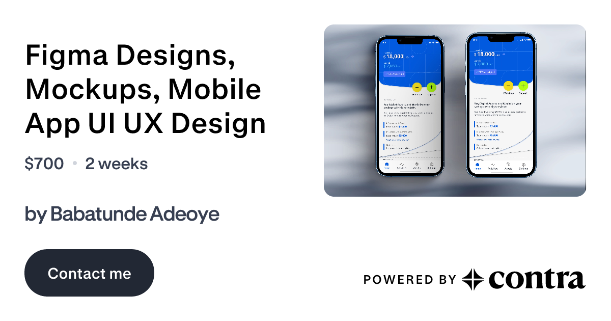 Figma Designs, Mockups, Mobile App UI UX Design by Babatunde Adeoye
