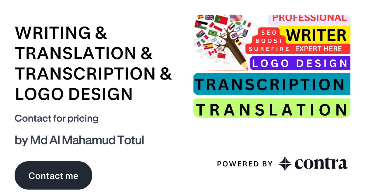 WRITING & TRANSLATION & TRANSCRIPTION & LOGO DESIGN by Md Al Mahamud Totul