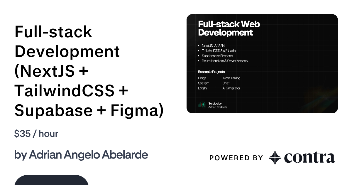 Full-stack Development (NextJS + TailwindCSS + Supabase + Figma) by Adrian Angelo Abelarde