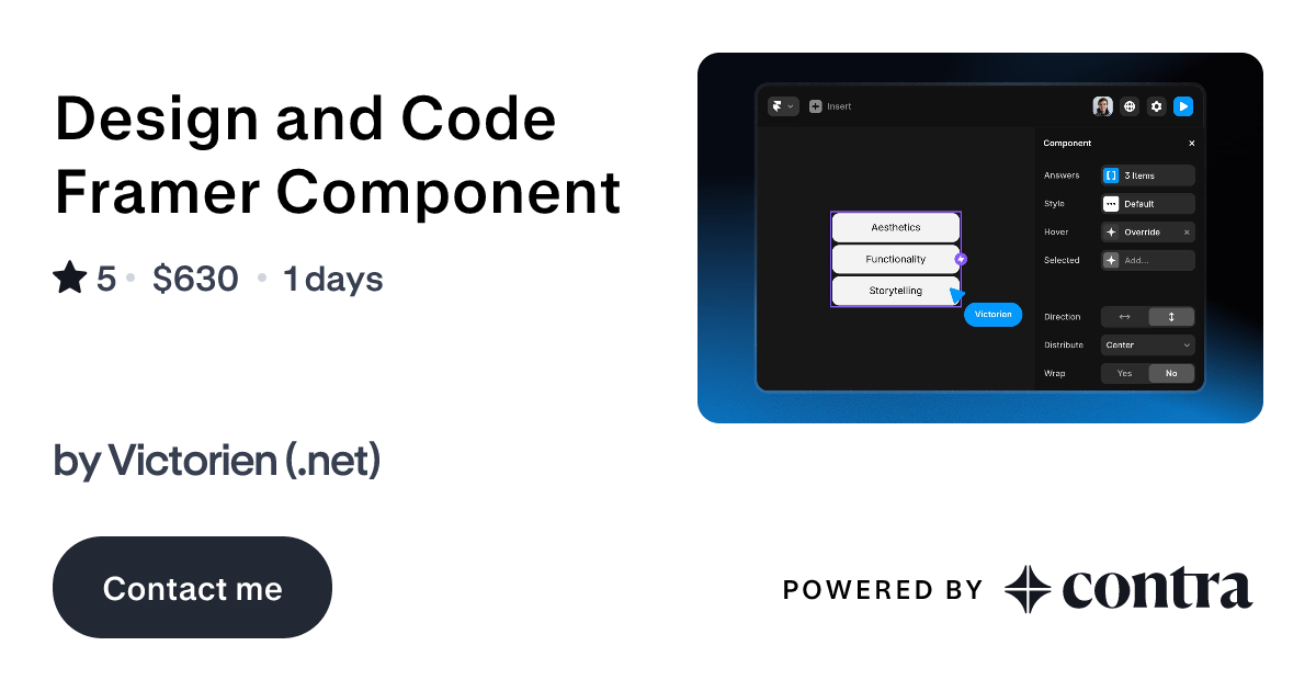 Design and Code Framer Component by Victorien (.net)