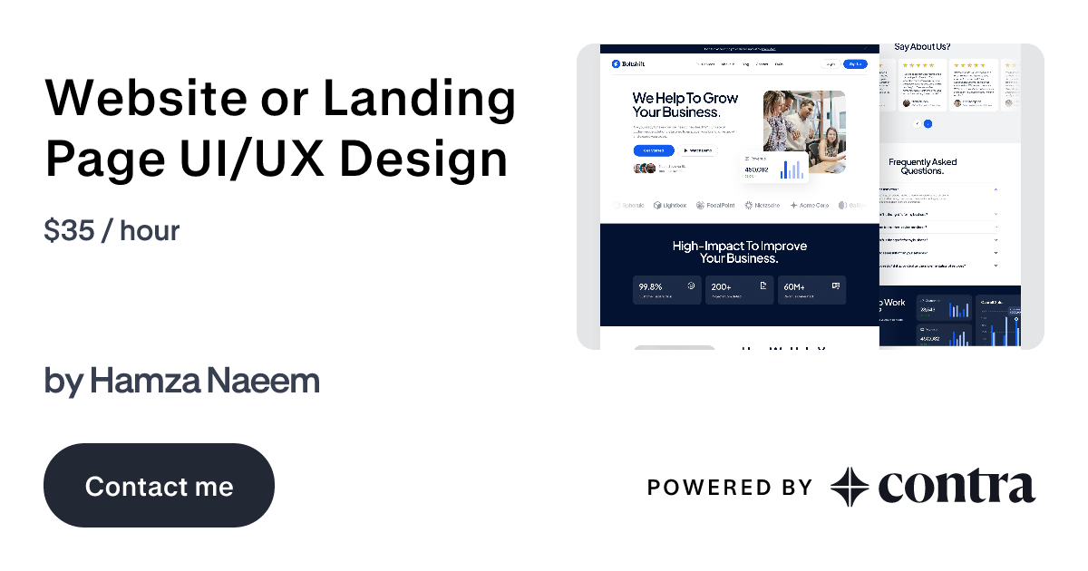 Website or Landing Page UI/UX Design by Hamza Naeem