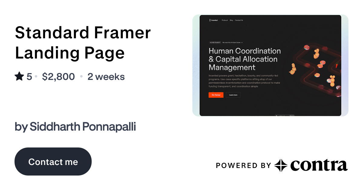 Standard Framer Landing Page by Siddharth Ponnapalli