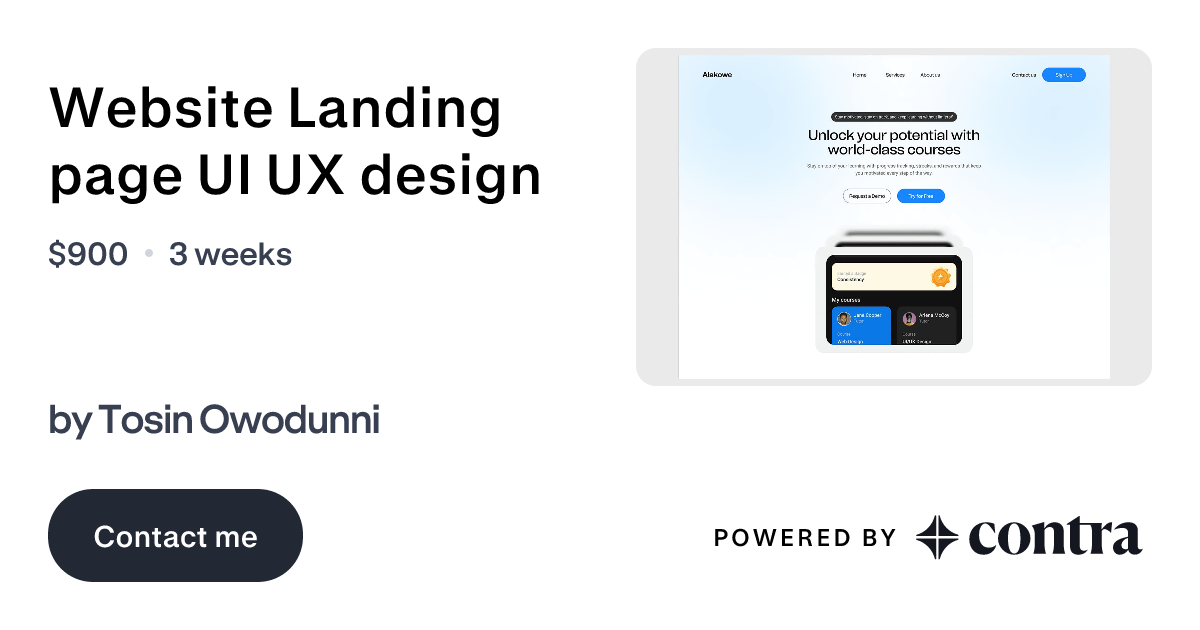 Website Landing page UI UX design by Tosin Owodunni