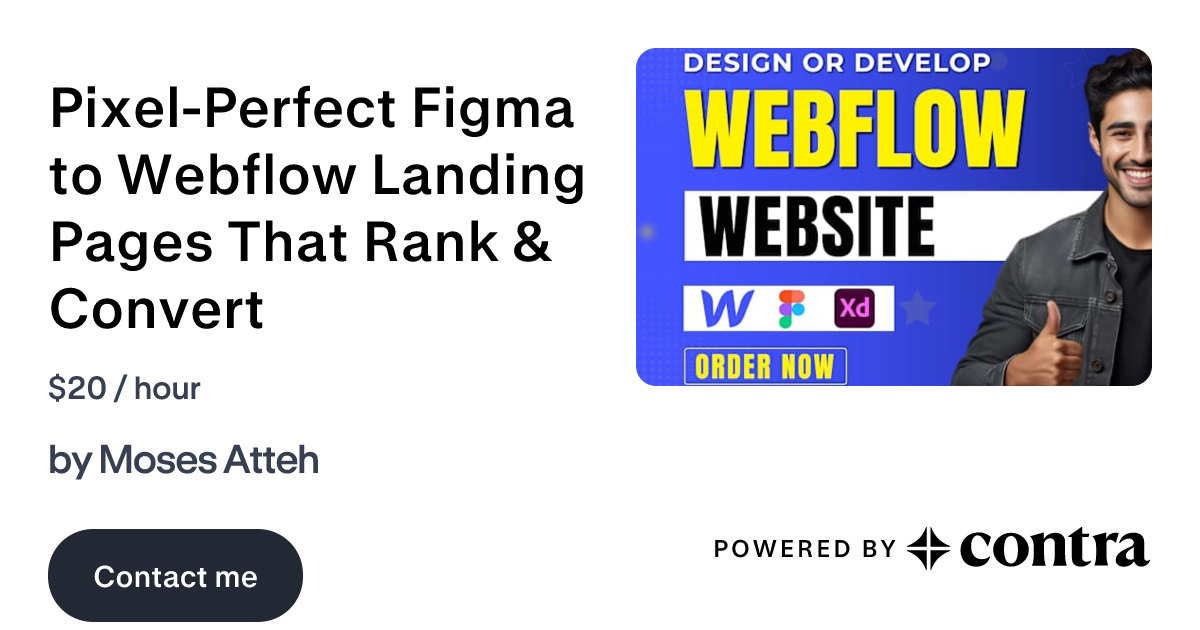 Pixel-Perfect Figma to Webflow Landing Pages That Rank & Convert by Moses Atteh