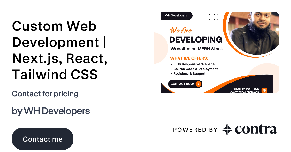Custom Web Development | Next.js, React, Tailwind CSS by WH Developers
