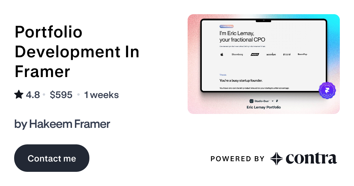 Portfolio Development In Framer by Hakeem Framer