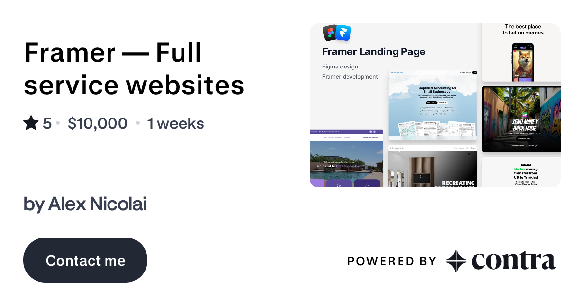 Framer — Landing page design and build by Alex Nicolai