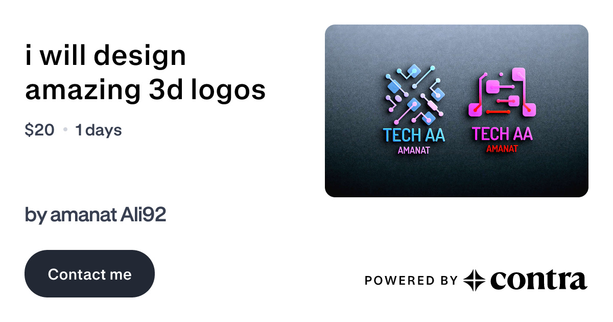 i will design amazing 3d logos by amanat Ali92