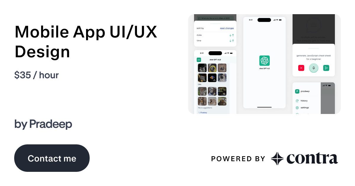 Mobile App UI/UX Design by Pradeep