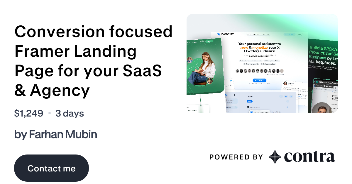 Conversion focused Framer Landing Page for your SaaS & Agency by Farhan Mubin