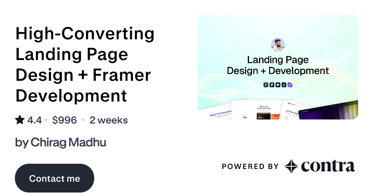 Custom Framer Landing Page – Design to Launch by Chirag Madhu