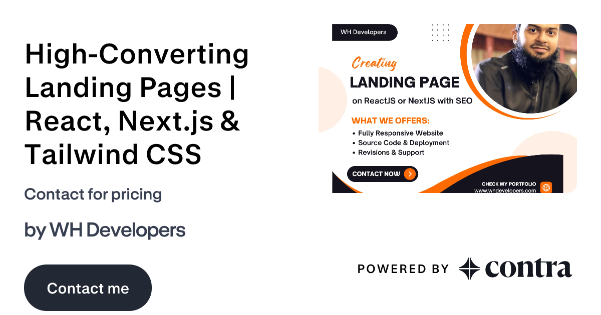 High-Converting Landing Pages | React, Next.js & Tailwind CSS by WH Developers