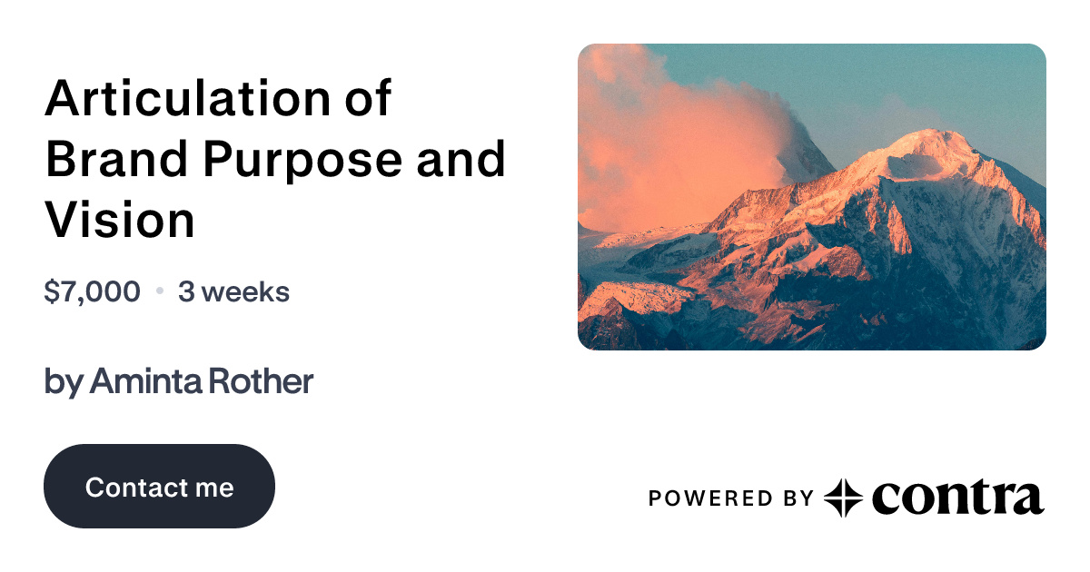 Articulation of Brand Purpose and Vision by Aminta Rother