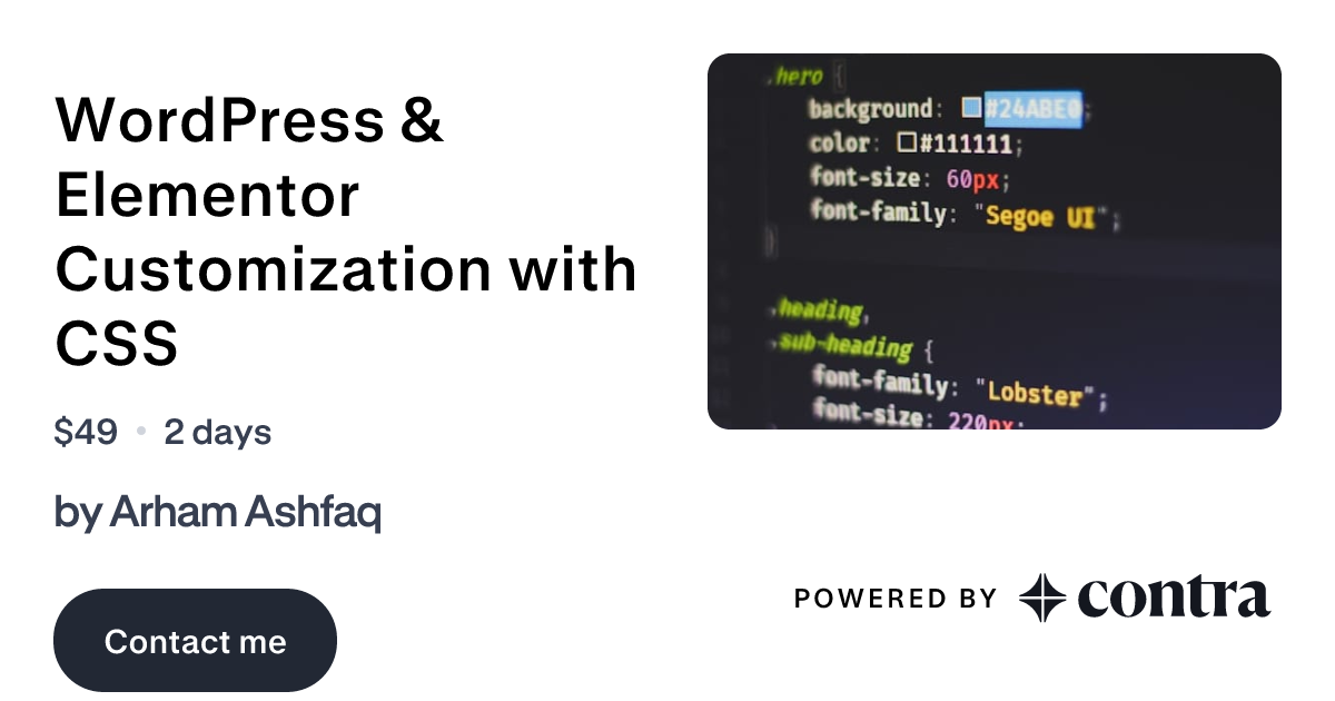 WordPress & Elementor Customization with CSS by Arham Ashfaq