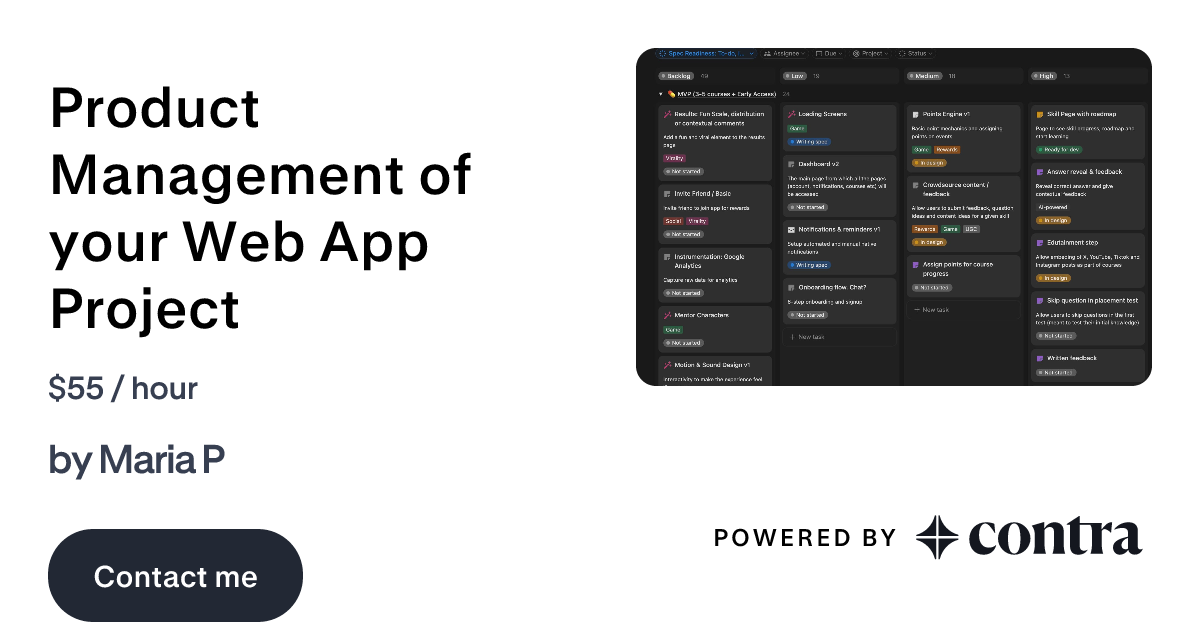 Product Management of your Web App Project by Maria P