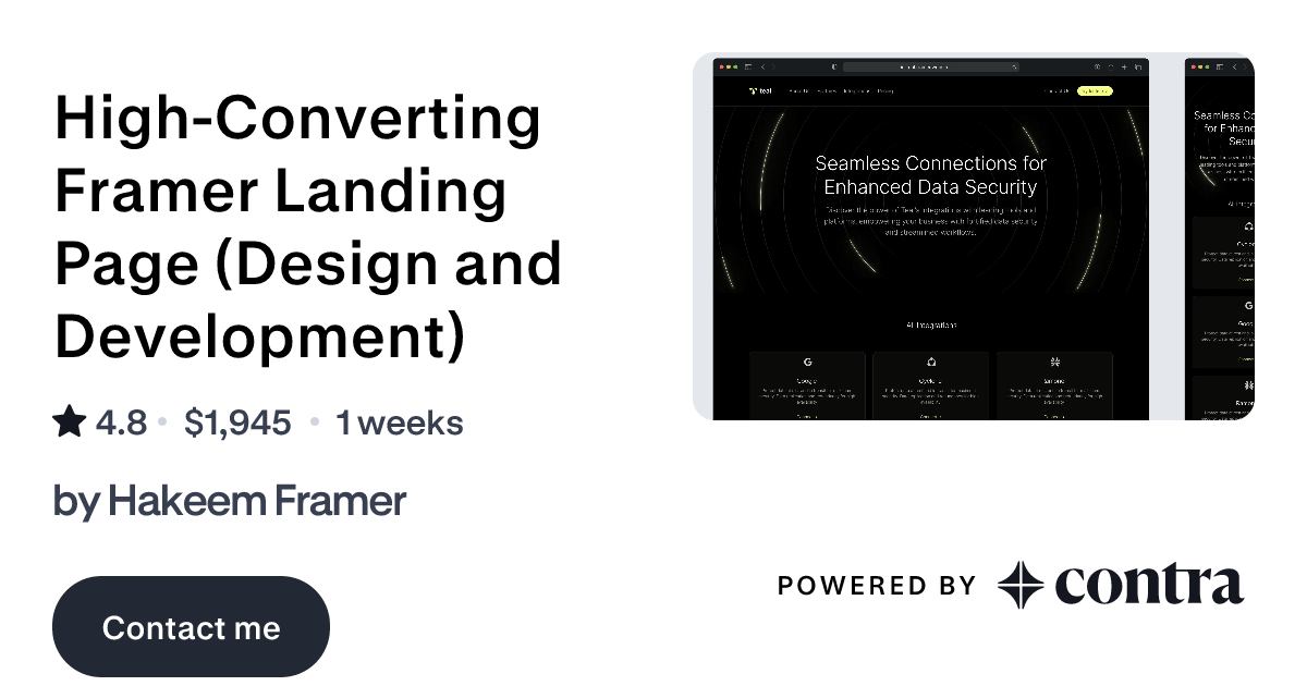 High-Converting Framer Landing Page (Design and Development) by Hakeem Framer