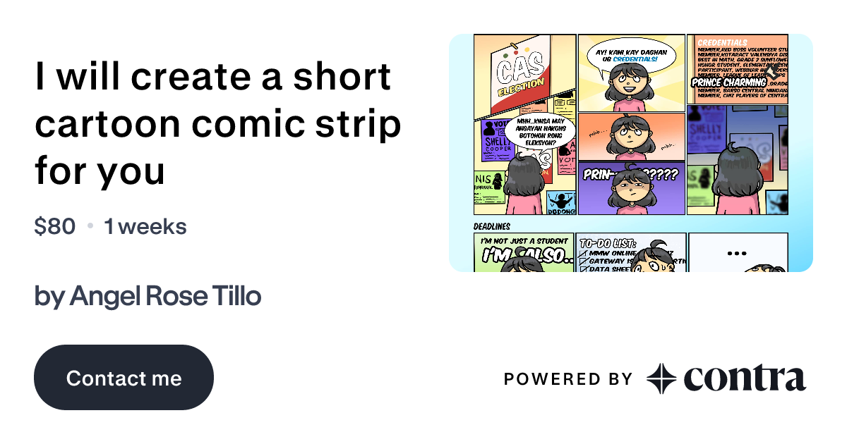 I will create a short cartoon comic strip for you by Angel Rose Tillo