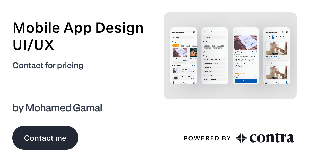 Mobile App Design UI/UX by Mohamed Gamal