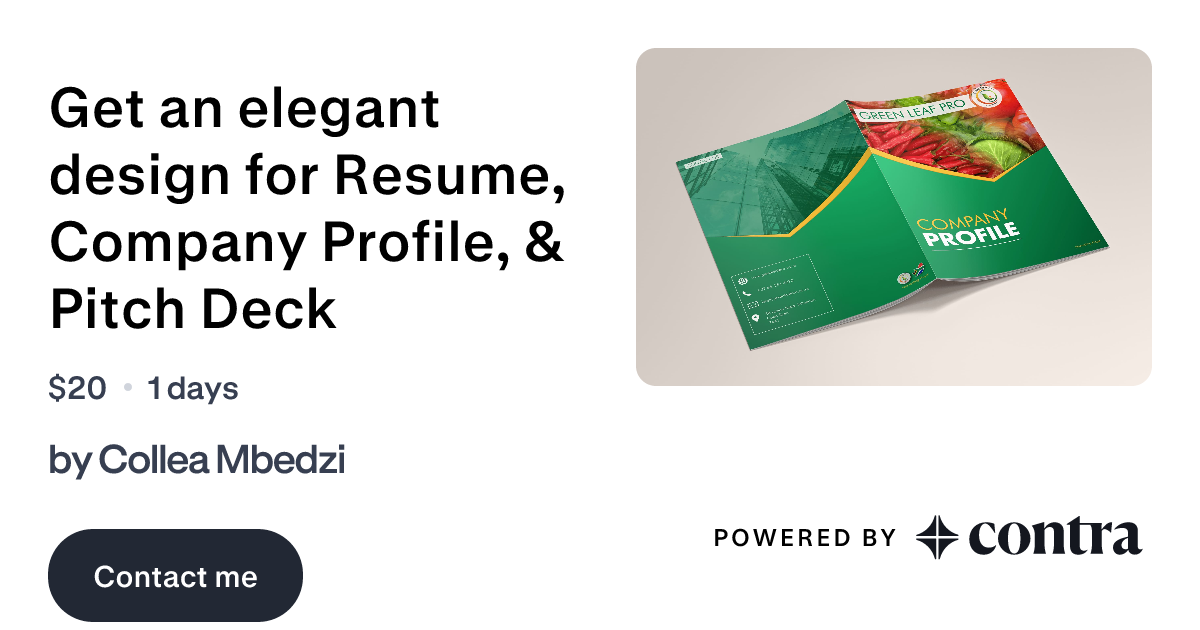 Get an elegant design for Resume, Company Profile, & Pitch Deck by ...