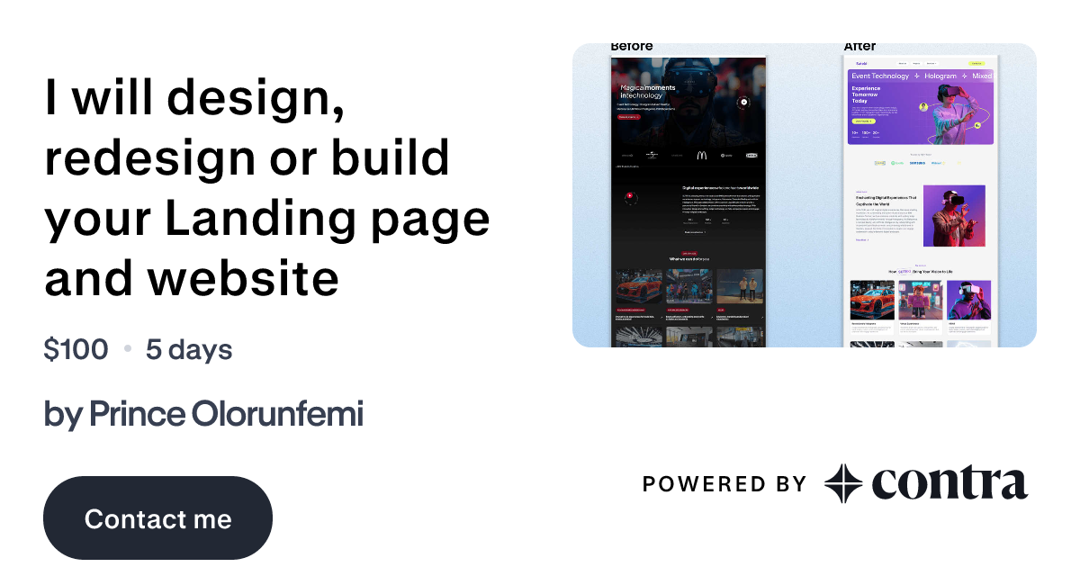 I will design, redesign or build your Landing page and website by Olorunfemi Prince of God