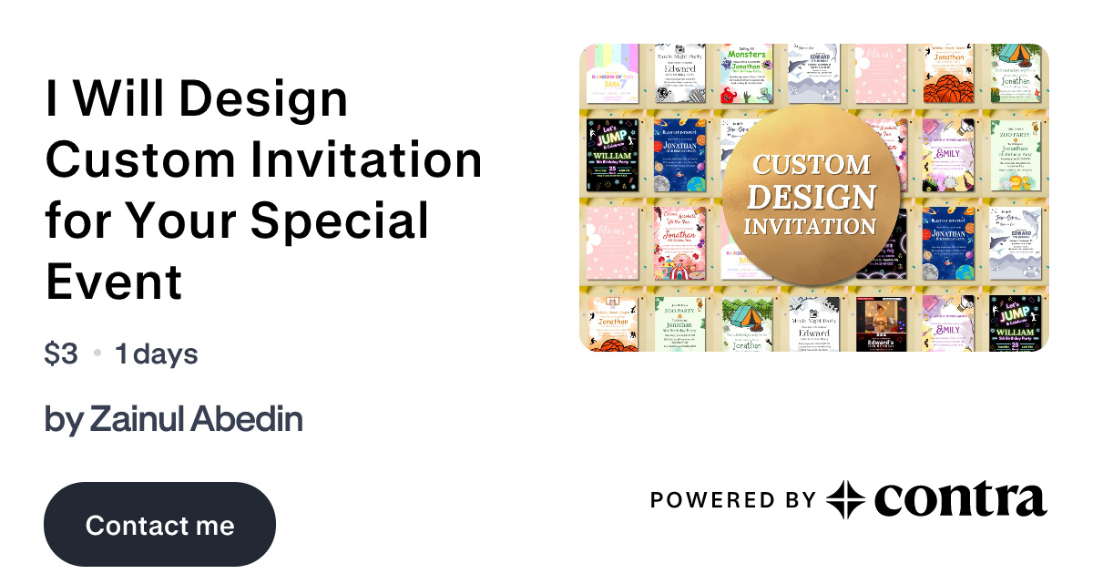 I Will Design Custom Invitation for Your Special Event by Zainul Abedin