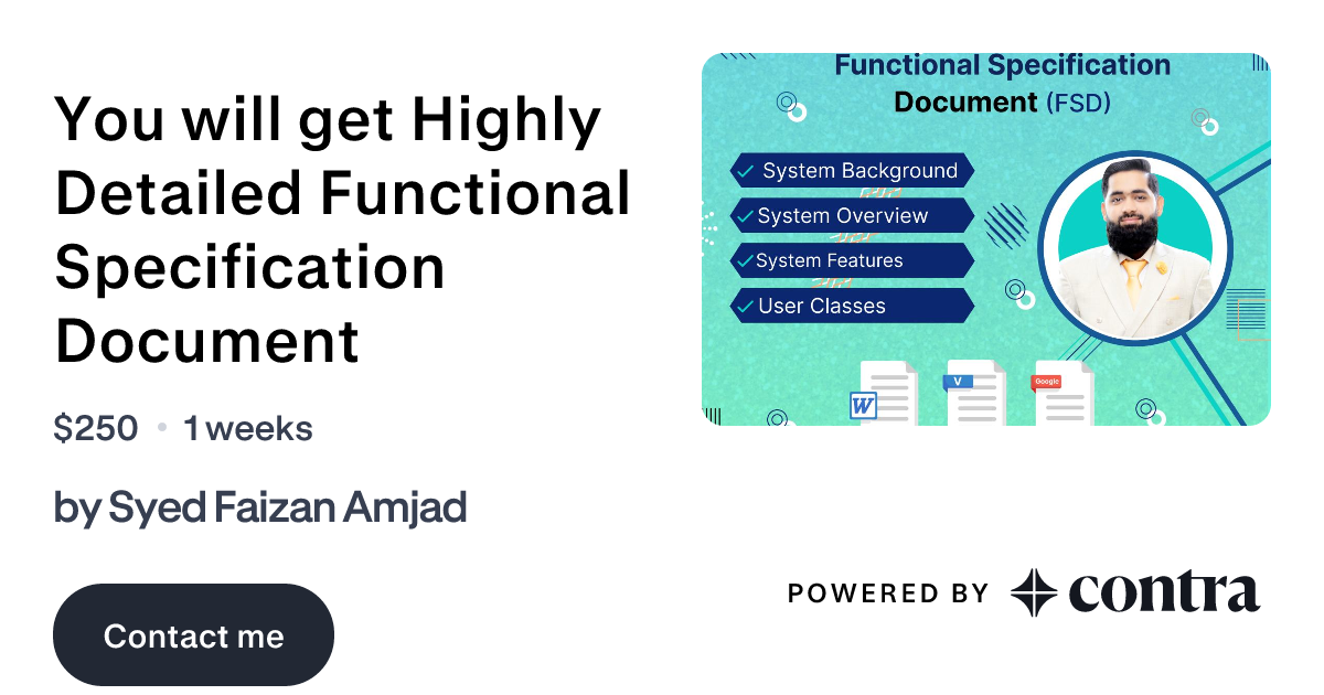 You will get Highly Detailed Functional Specification Document by Syed ...