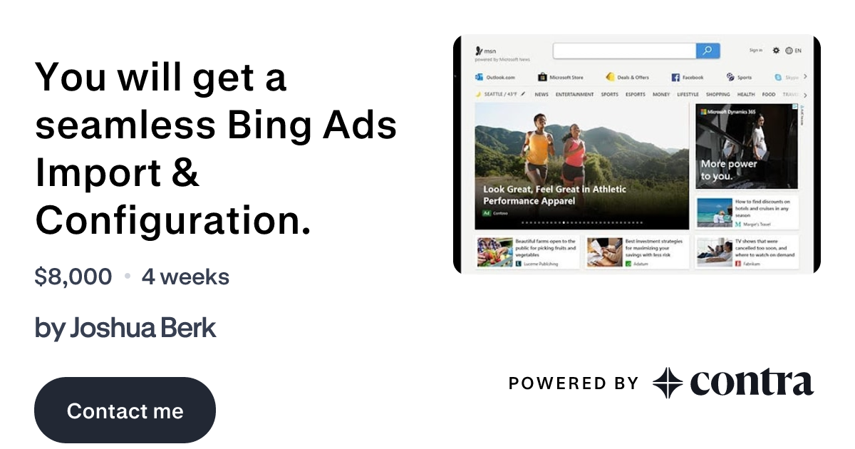 You will get a seamless Bing Ads Import & Configuration. by Joshua Berk