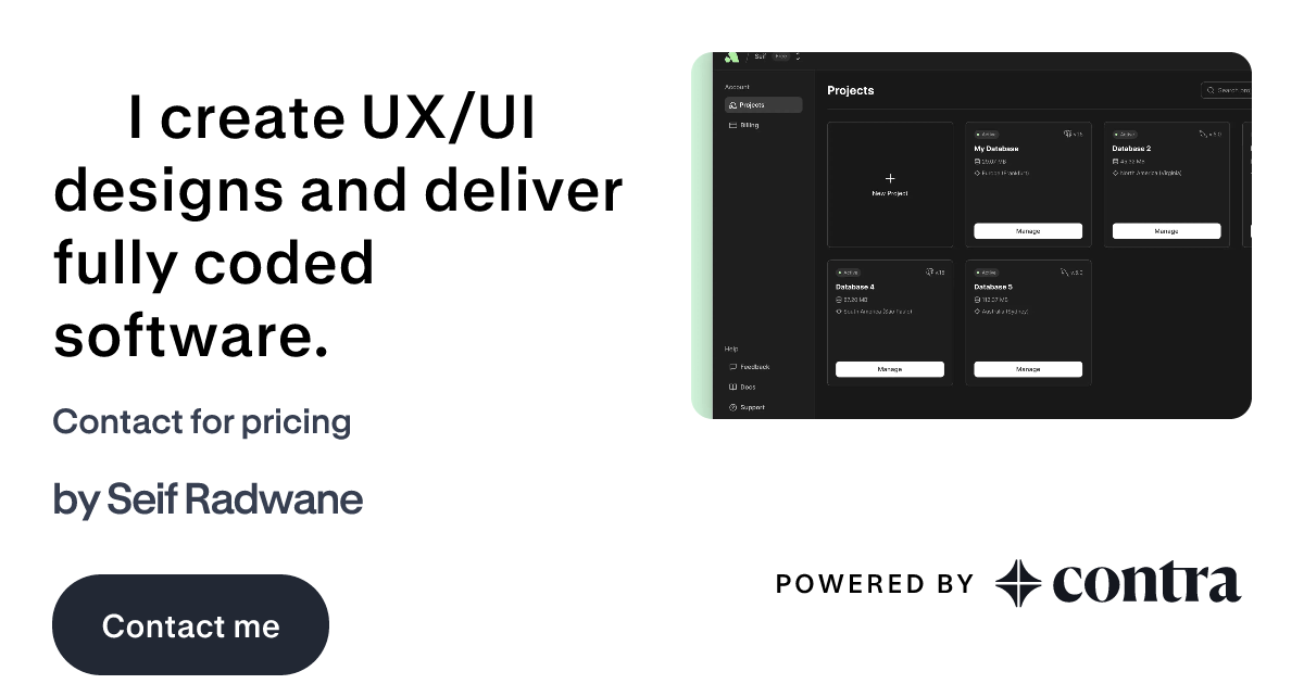 I create UX/UI designs and deliver fully coded software. by Seif Radwane