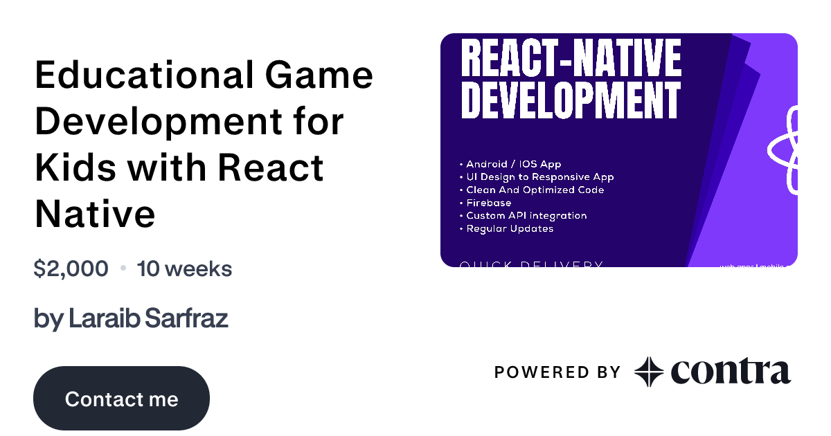Educational Game Development for Kids with React Native by Laraib Sarfraz