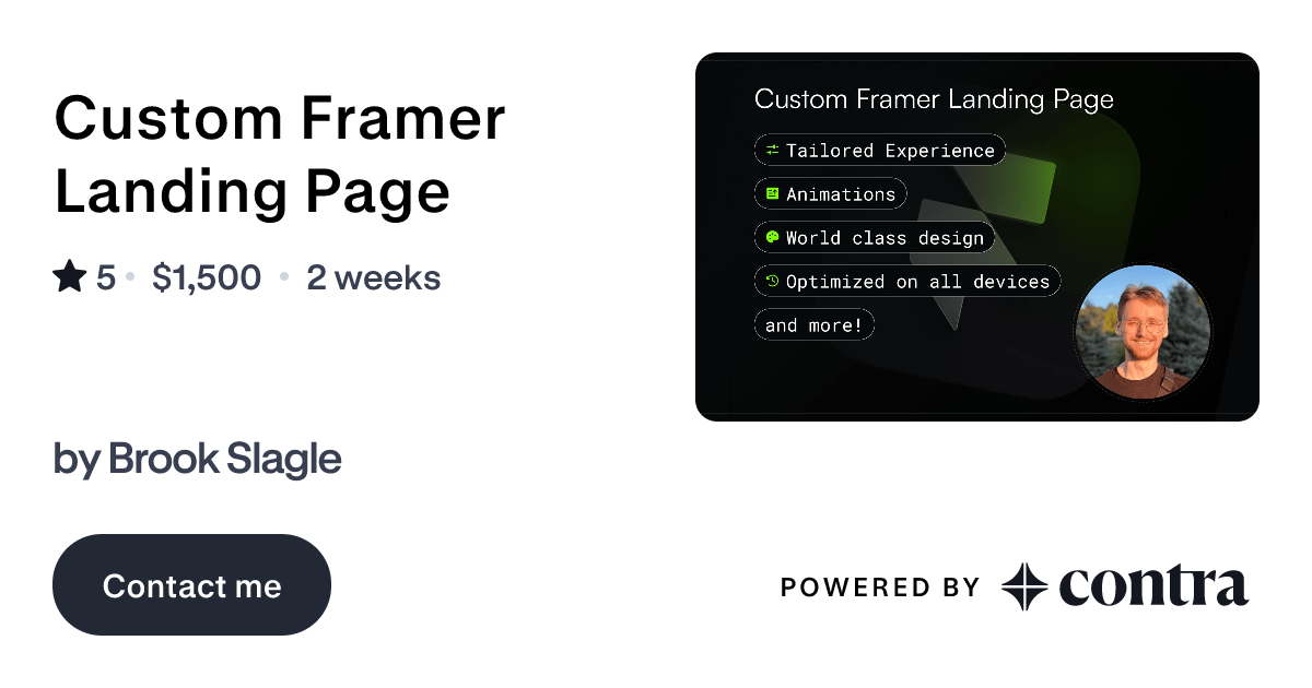 Custom Framer Landing Page by Brook Slagle