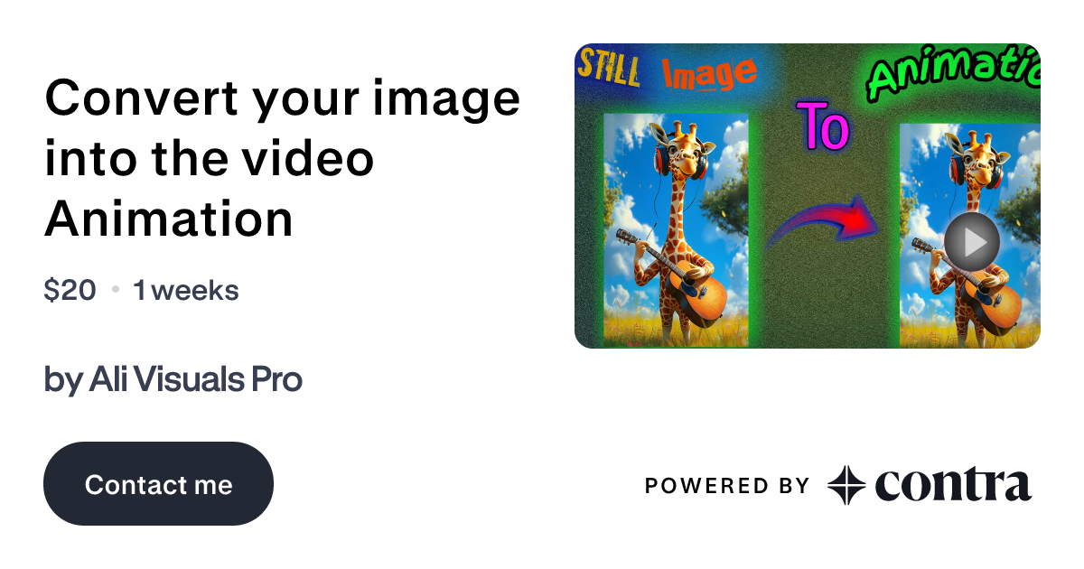 Convert your image into the video Animation by Ali Visuals Pro