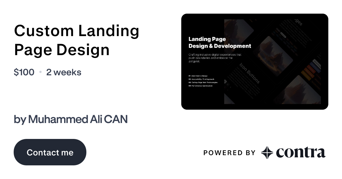 Custom Landing Page Design by Muhammed Ali CAN