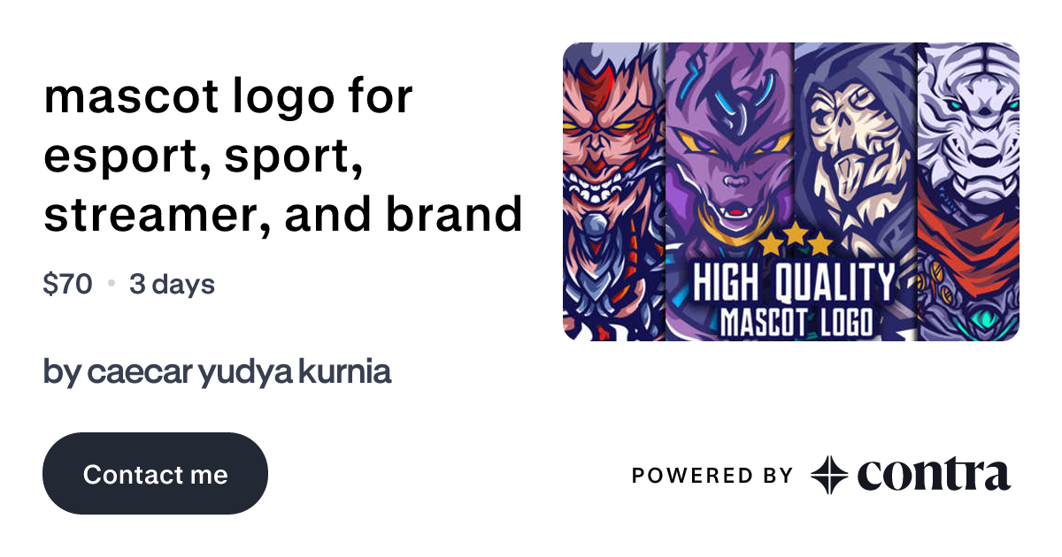 mascot logo for esport, sport, streamer, and brand by caecar yudya kurnia