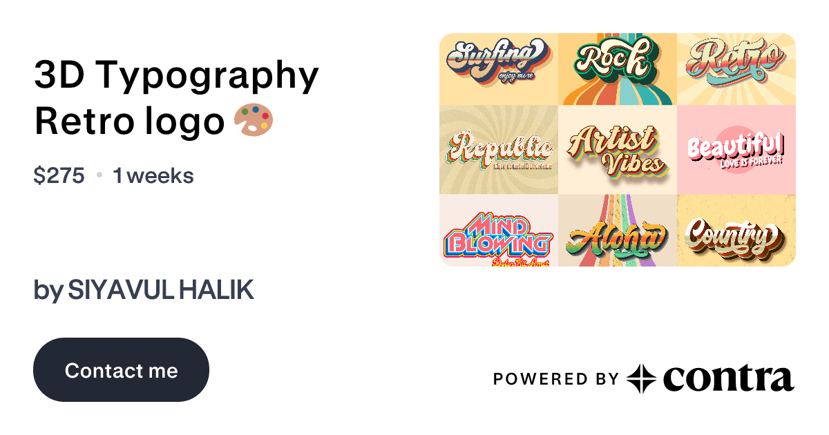 3D Typography Retro logo 🎨 by Siyavul Halik ⚡