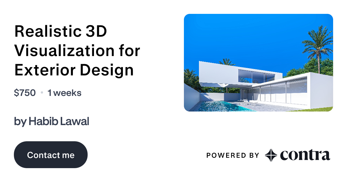 Realistic 3D Visualization for Exterior Design by Habib Lawal