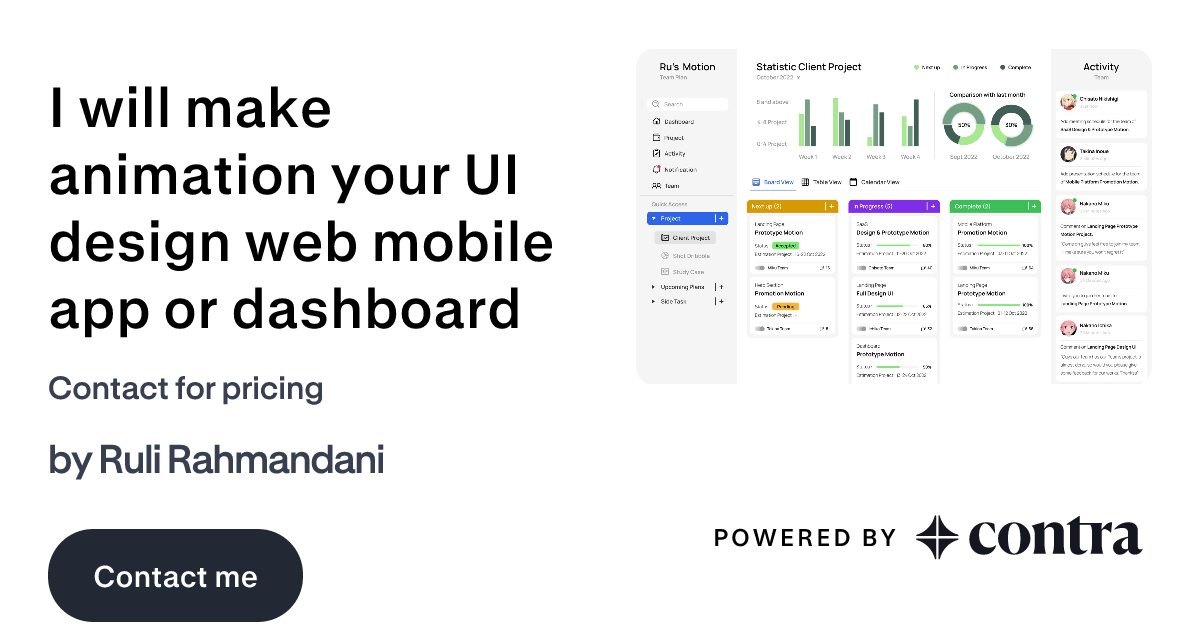 I will make animation your UI design web mobile app or dashboard by ...