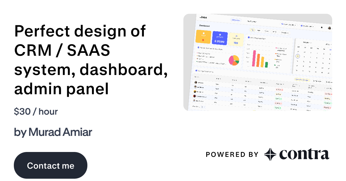 Perfect design of CRM / SAAS system, dashboard, admin panel by Murad Amiar