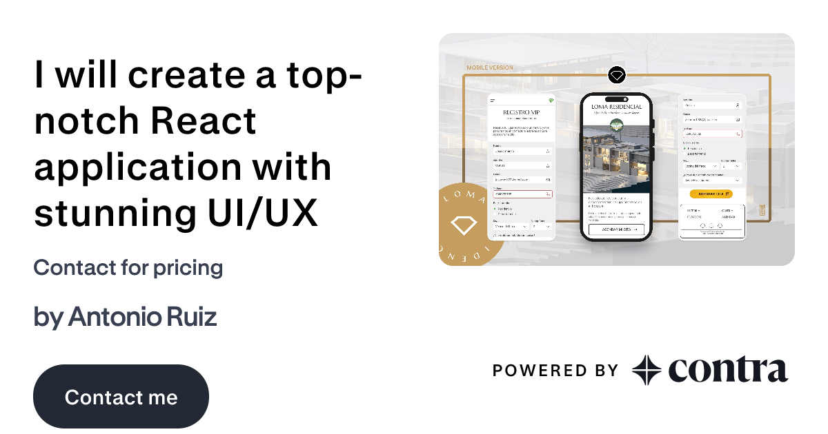 I will create a top-notch React application with stunning UI/UX by Antonio Ruiz