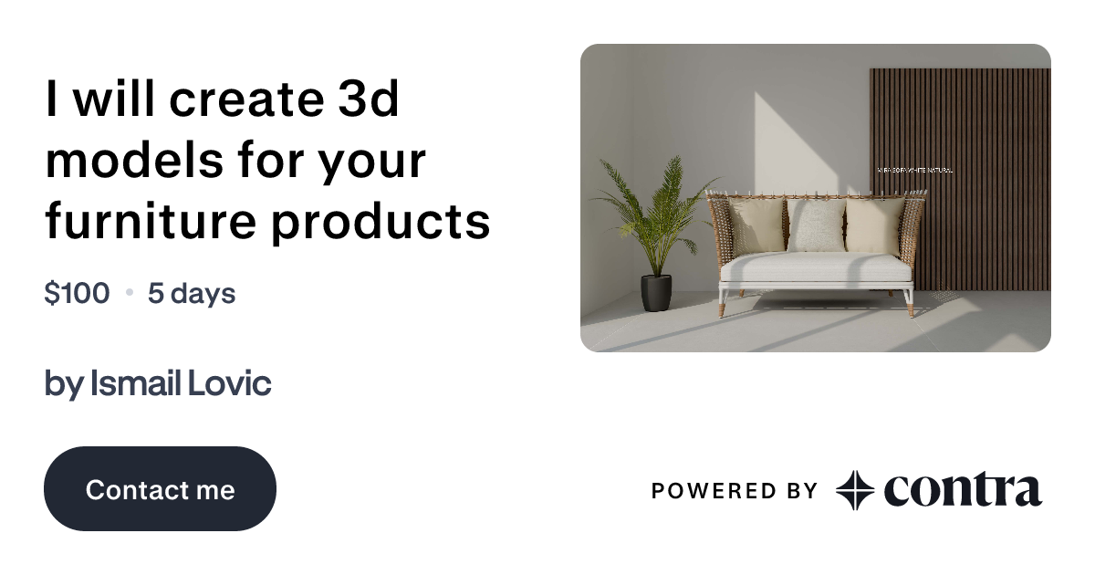 I will create 3d models for your furniture products by Ismail Lovic