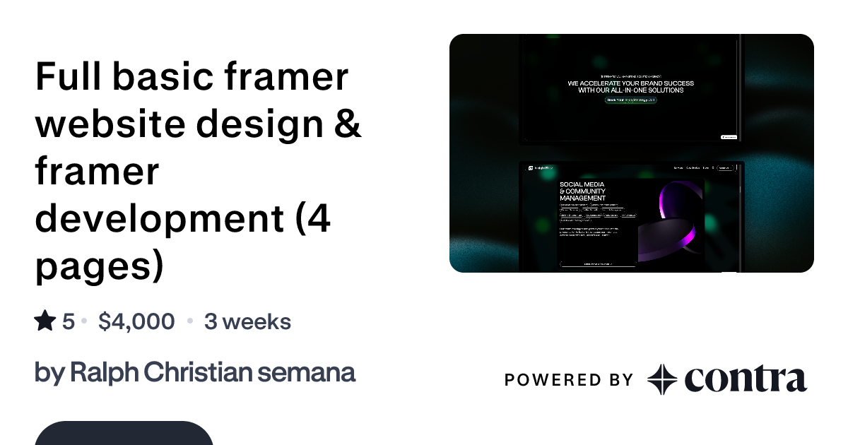 Full basic framer website design & framer development (4 pages) by Ralph Christian semana