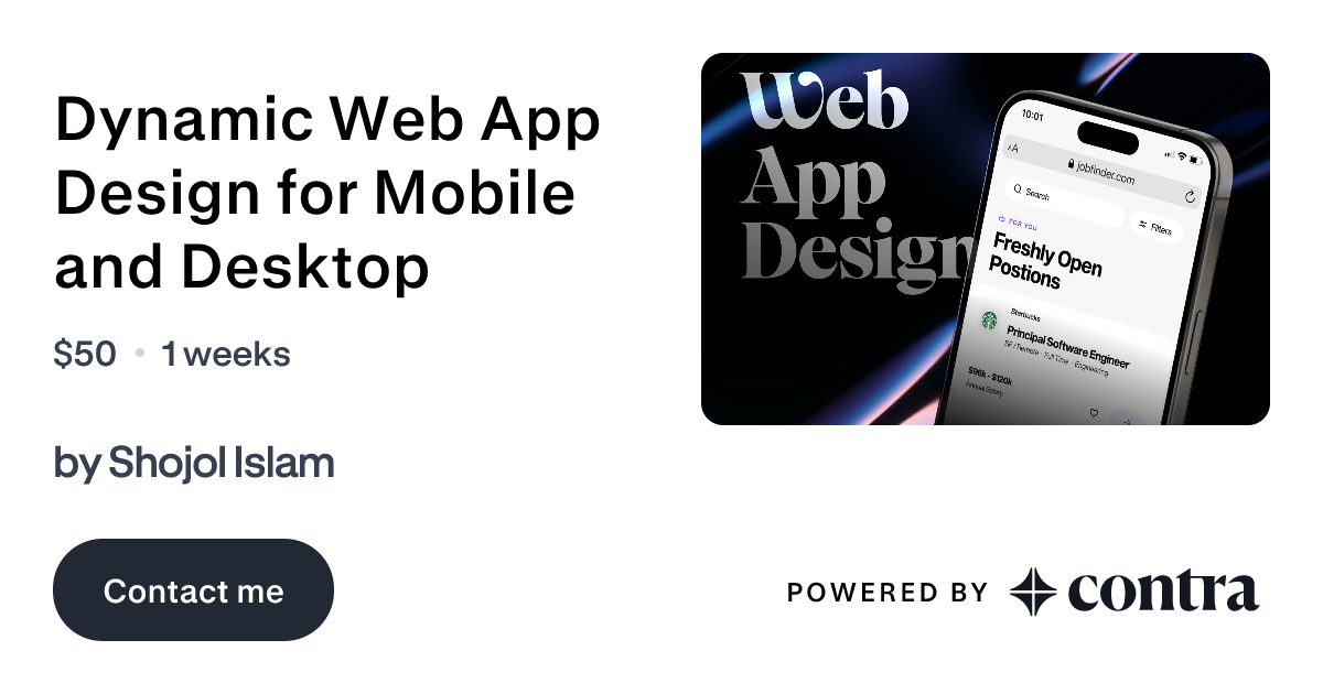 Dynamic Web App Design for Mobile and Desktop by Shojol Islam