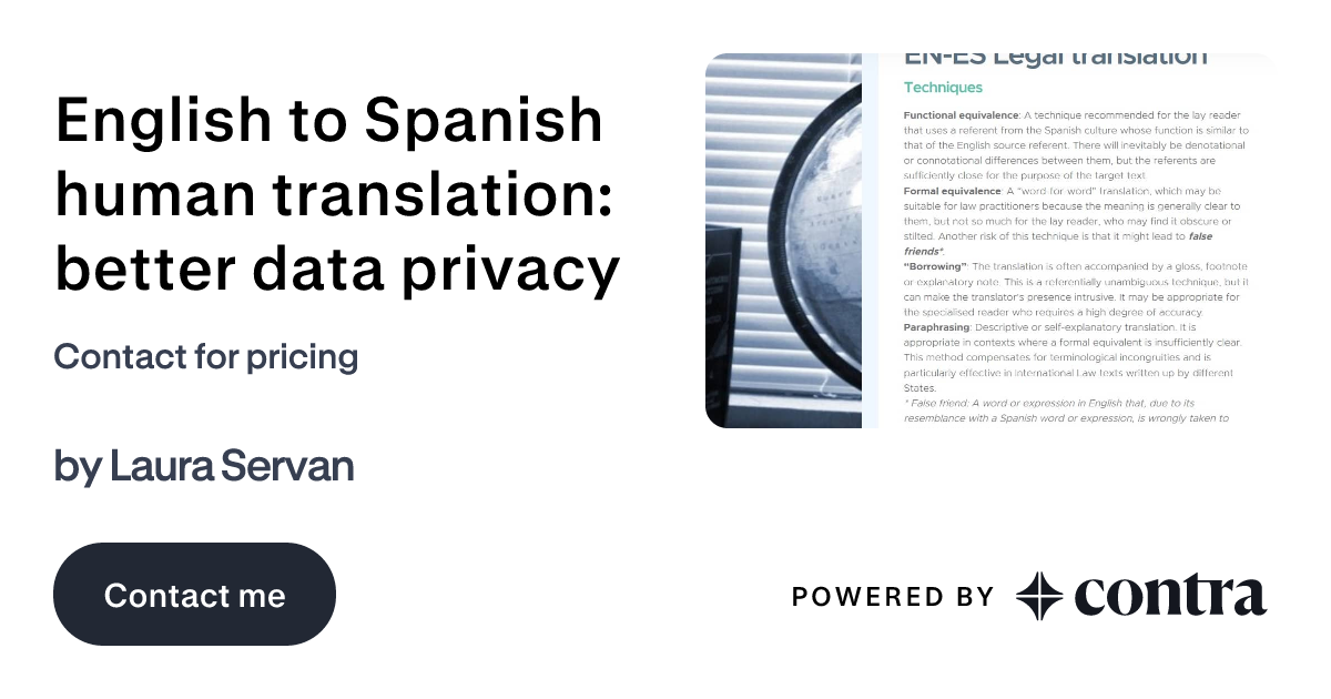 English to Spanish human translation: better data privacy by Laura Servan