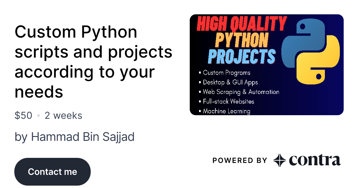 Custom Python Scripts And Projects According To Your Needs By Hammad