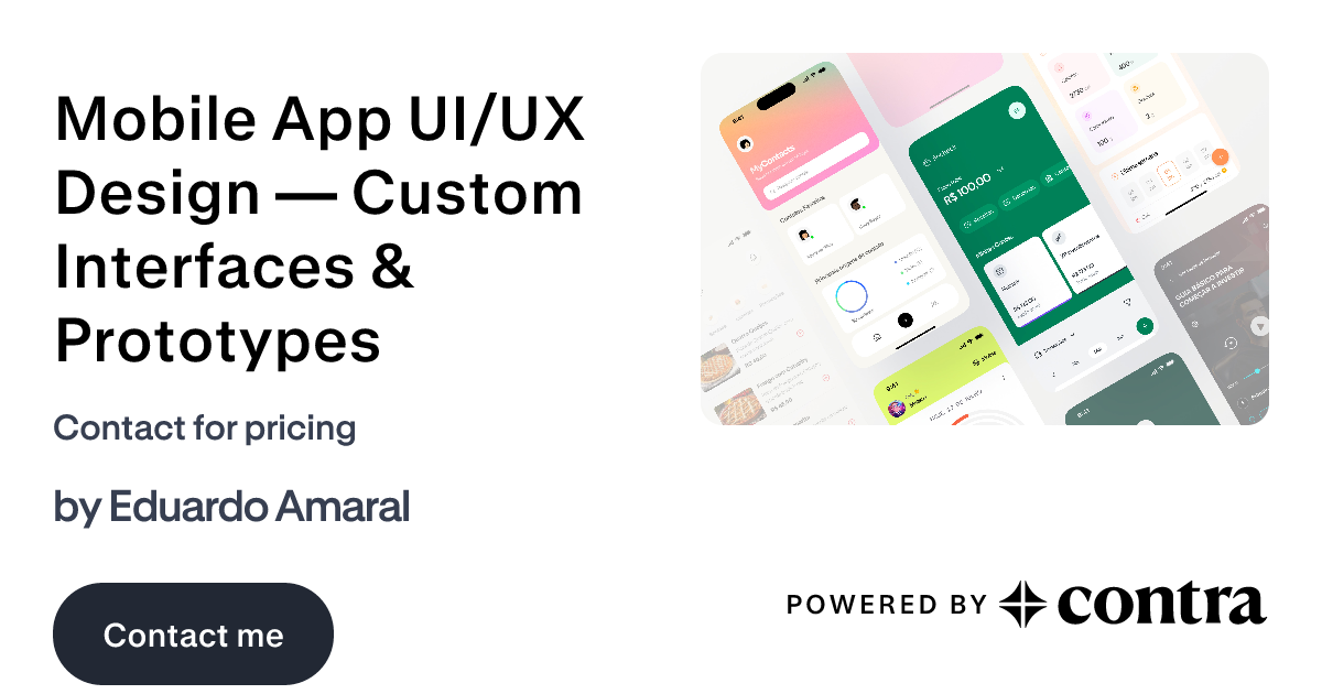 Mobile App UI/UX Design — Custom Interfaces & Prototypes by Eduardo Amaral